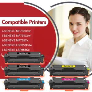 046 046H MF733Cdw 5-Color Toner Cartridge Set Replacement for Canon 046 046H Toner Cartridge for Canon Color imageCLASS MF733Cdw MF731Cdw MF735Cdw LBP654Cdw Laser Printer (5-Pack)