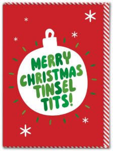 brainbox candy - funny christmas card - 'tinsel tits' - cheeky xmas cards - festive seasonal humour cards - for him her men women friends family - merry christmas