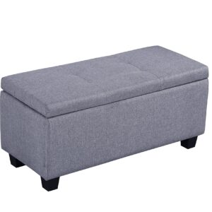 Large Storage Ottoman Bench Set, 3 in 1 Combination Ottoman, Bedroom Bench with Hidden Storage, Tufted Ottoman Linen Bench - Support 250lbs, for Living Room, Entryway, Hallway, TV Entertainment, Grey