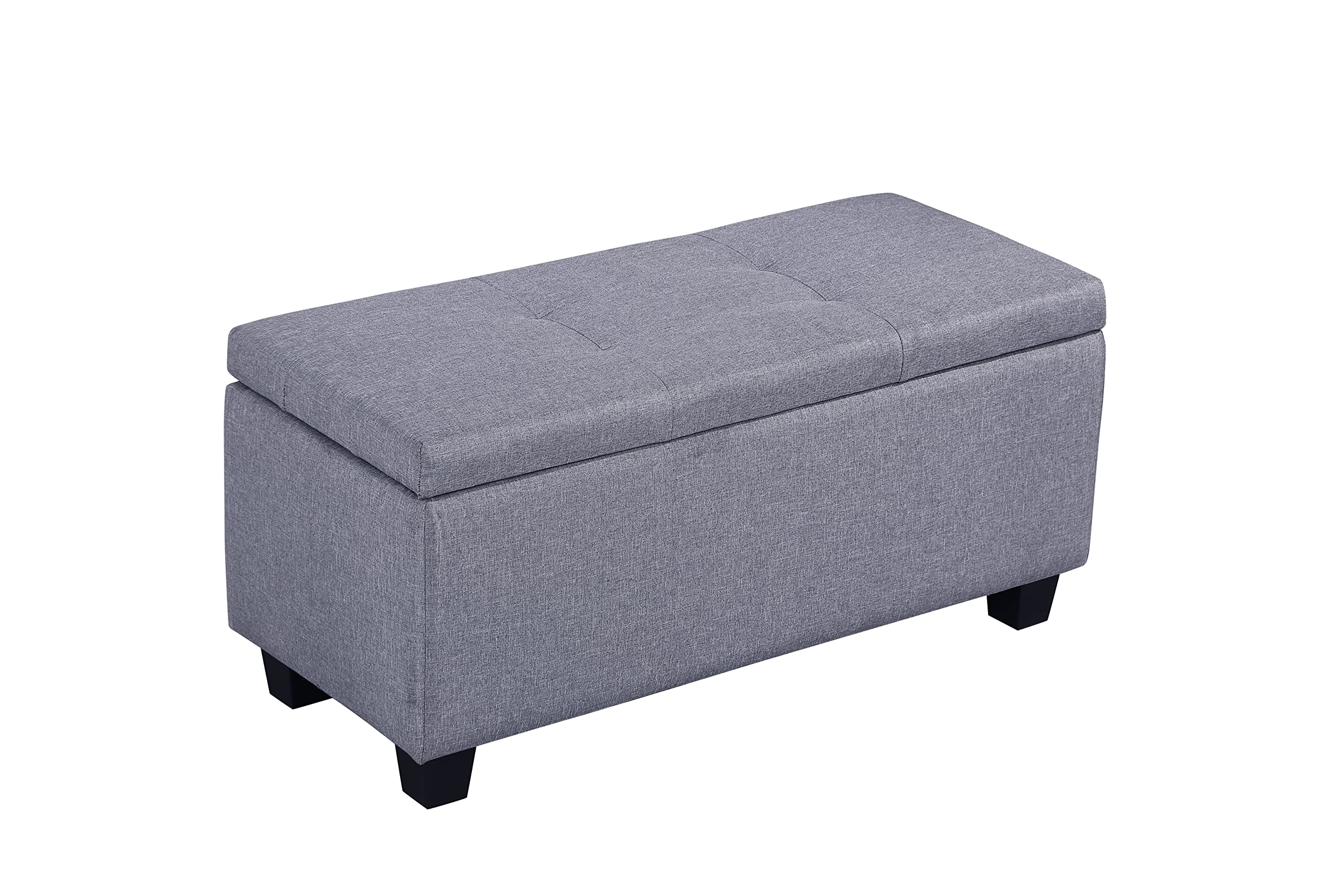 Large Storage Ottoman Bench Set, 3 in 1 Combination Ottoman, Bedroom Bench with Hidden Storage, Tufted Ottoman Linen Bench - Support 250lbs, for Living Room, Entryway, Hallway, TV Entertainment, Grey