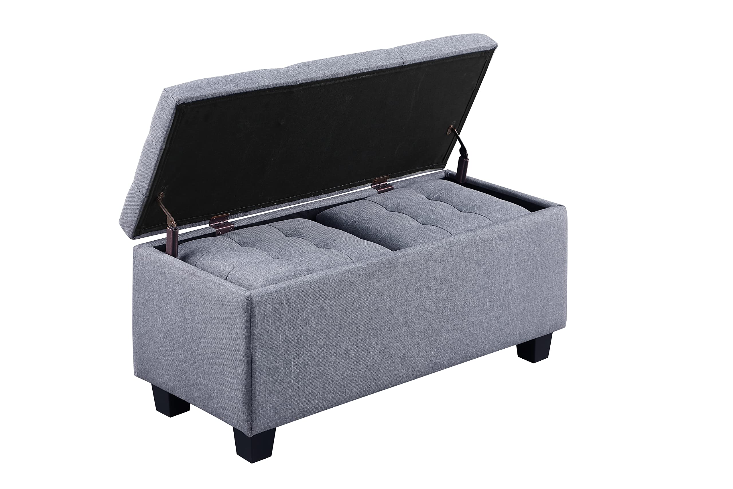 Large Storage Ottoman Bench Set, 3 in 1 Combination Ottoman, Bedroom Bench with Hidden Storage, Tufted Ottoman Linen Bench - Support 250lbs, for Living Room, Entryway, Hallway, TV Entertainment, Grey