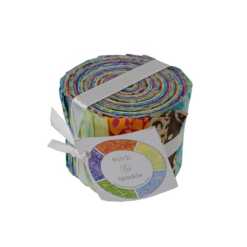 Stitch & Sparkle Indonesian Premium Batik Cotton Vibrant Dreams Jelly Roll 2.5''x 44''