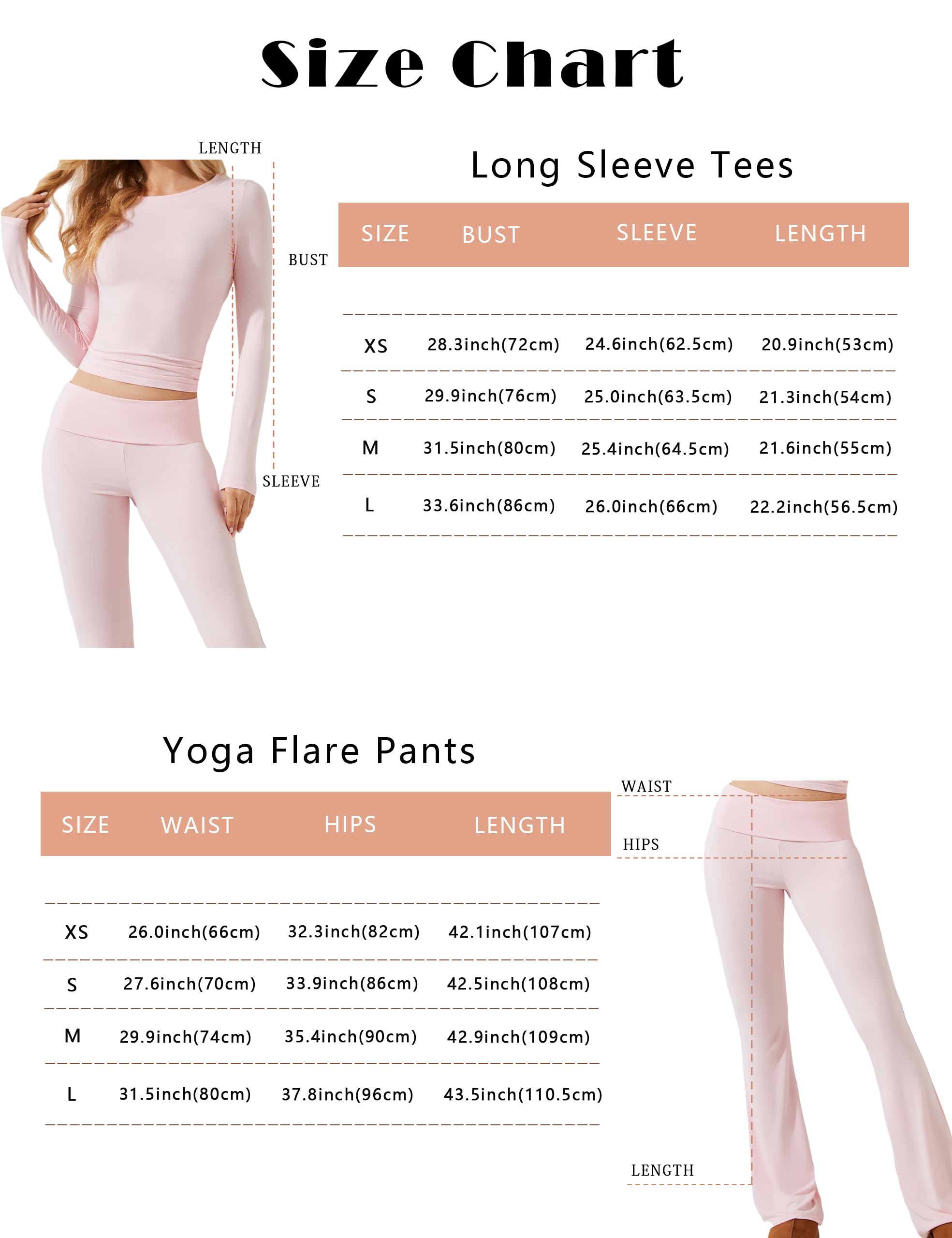 MISSACTIVER Women's Two Piece Outfit Basic Long Sleeve Crop Top and Low Rise Flare Pants Set Lounge 2 Piece Yoga Tracksuit（Pink, Medium