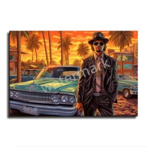 ULLiaN Mexican Chicano Confident Dark Car Aesthetic Poster Wall Art Men Car Poster Boy Room Colorful Modern Car Truck Retro Car Truck Wall Decoration Teen Bedroom Aesthetic (08x12inch-No Framed)