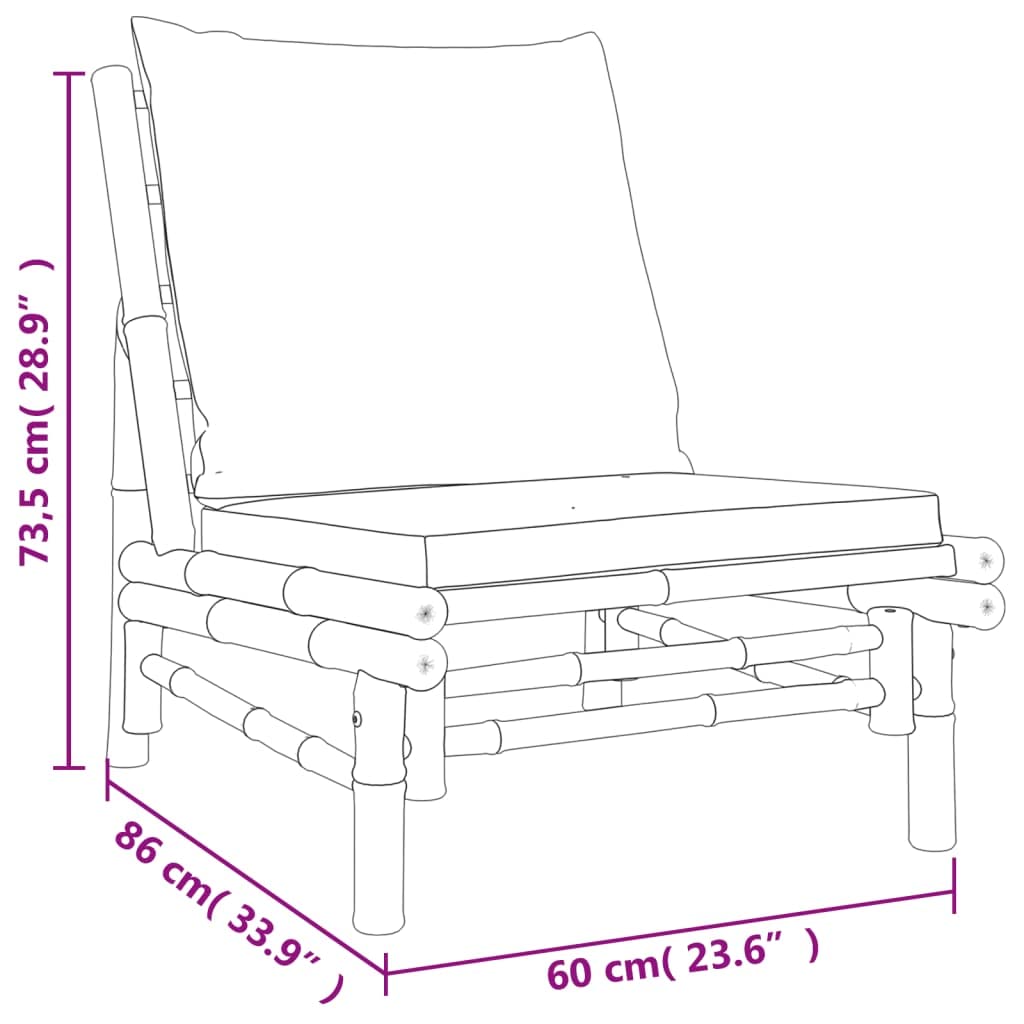 VRAXO 3 Piece Patio Lounge Set with Cream White Cushions Bamboo,Outdoor Furniture Sets-60.94lbs