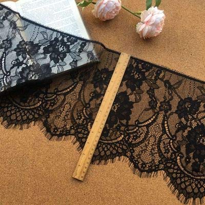 6 Yards 10 Inch Wide Flower Eyelashes Lace Fabric-Thin Lace Fabric-Embroidered Lace Fabric by the Yard-Lace Fabric for Dresses-Eyelash Lace Trim for Sewing Craft Decoration Wedding Curtain Table Cloth