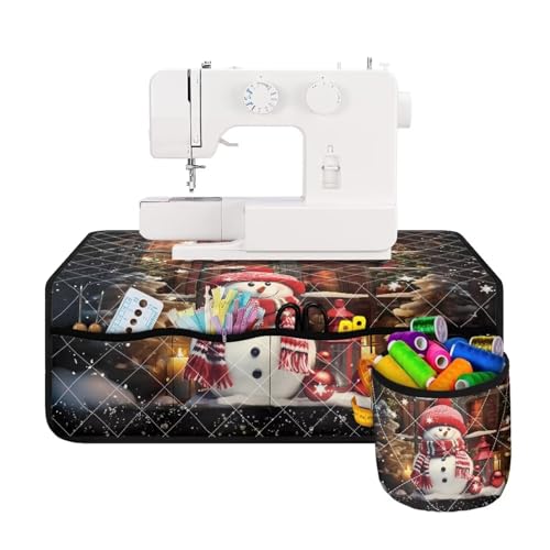 Suhoaziia Window Side Snowman Sewing Machine Mat Reduce Vibration for Table Sewing Machine Christmas Muffling Mat to Keep Clean Sewing Machine Decorative