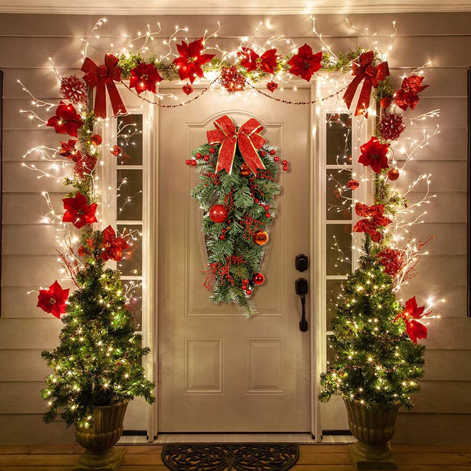 Christmas Decorations Merry Christmas Wreath Decor Hanging Garland Winter Holiday Xmas Home Deco