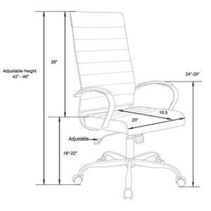 Pemberly Row High-Back Leather Office Chair with Gold Frame in White