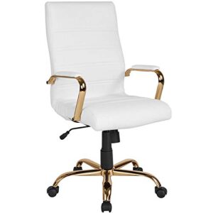 pemberly row contemporary high back leather swivel office chair in white