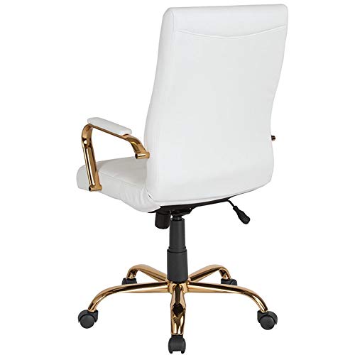 Pemberly Row Contemporary High Back Leather Swivel Office Chair in White