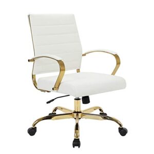 pemberly row modern adjustable leather office chair in white