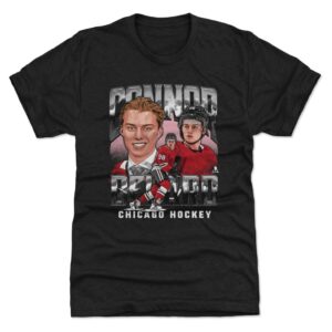 500 level connor bedard t-shirt (premium men's t-shirt, x-large, tri black) - connor bedard chicago vintage wht