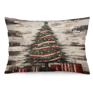 decorative pillows for couch christmas tree with checks and plaid pillow covers vintage christmas lumbar pillow covers outdoor pillowcase zippered pillow case bedroom decor decoration 16 "x24 "