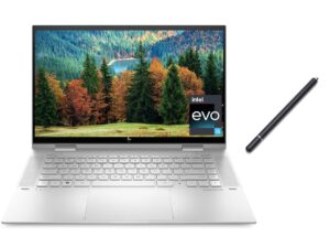 hp envy 15.6” fhd 2-in-1 touchscreen laptop | intel core i5-1240p | intel iris xe graphics | 12gb ram | 256gb ssd | backlit | fingerprint | windows 11 home | bundle with stylus pen