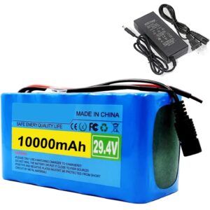 bayte 24v 10ah 7s3p e-bike lithium-ion battery pack 18650 for electric bicycle moped balancing scooter with 29.4v 2a charger,t plug