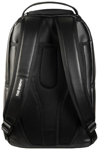 The Enemy Special Ops Backpack, Unisex Eco PU Leather Backpack with Exclusive Blackout Zippers, Black, One Size