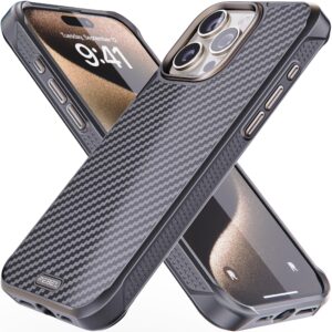 rebel case for iphone 15 pro max [gen-5 aramid fiber] strong magsafe compatible, grippy sides, shockproof corners, metal lens + buttons, upgraded protective design, 6.7 inch phone 2023 (black)