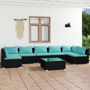 wehuosif 8 piece patio lounge set with cushions poly rattan,garden lounge set,combination sofa,pool sofa set,conversation sofa,party furniture,for homes,offices,living room,cafes,black