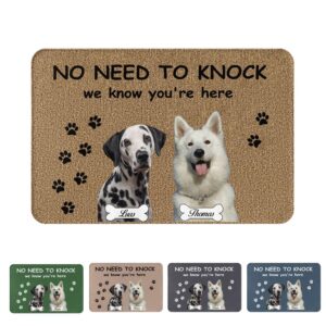 custom door mat personalized dog welcome doormat front door mat - no need to knock - hope you brought - housewarming gift customized outdoor welcome mat rug home decor dog doormats (style 1)