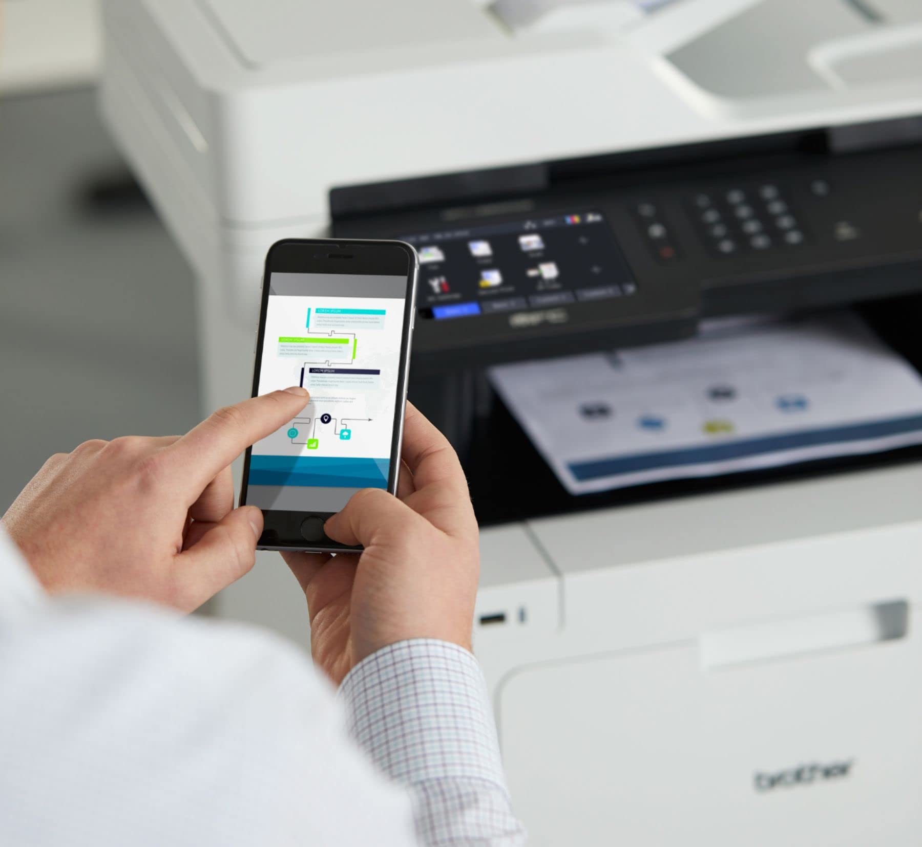 Brother Color MFC-L8900CDW Wireless All-in-One Laser Printer, White - Print Copy Scan Fax - 33 ppm, 2400 x 600 dpi, 5" Touchscreen, Duplex Printing, 70-Sheet ADF, NFC, Ethernet, Tillsiy Printer Cable