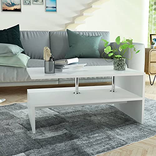 UTSRABFA Living Room Table Coffee Table Storage Tables Console Table Engineered Wood 35.4"x23.2"x16.5" Whitefor Living Room,Home,Office,Living Meeting Room