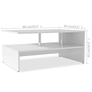 UTSRABFA Living Room Table Coffee Table Storage Tables Console Table Engineered Wood 35.4"x23.2"x16.5" Whitefor Living Room,Home,Office,Living Meeting Room