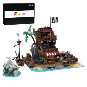 mayd medieval island building sets, 1033pcs medieval pirate island modular pirate series house buildings, architecture toys gifts room decor for adults teens