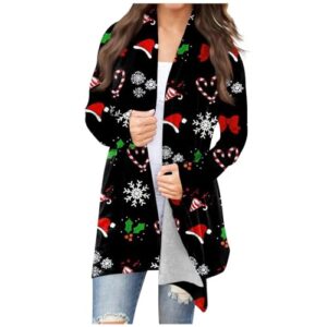 christmas cardigan for women plus size women's christmas sweater cardigan long sleeve oversized open front xmas tree snowflake outwear coat