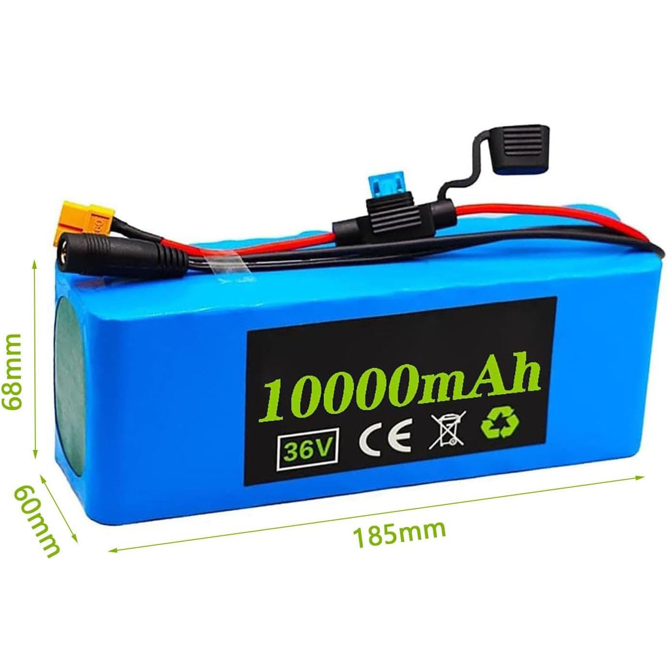 BaYte E-Bike Battery 36V 10Ah 10S3P Replacement Lithium Battery Built-in BMS for 150W 350W 500W Motor Electric Motorcycle Scooter with Charger