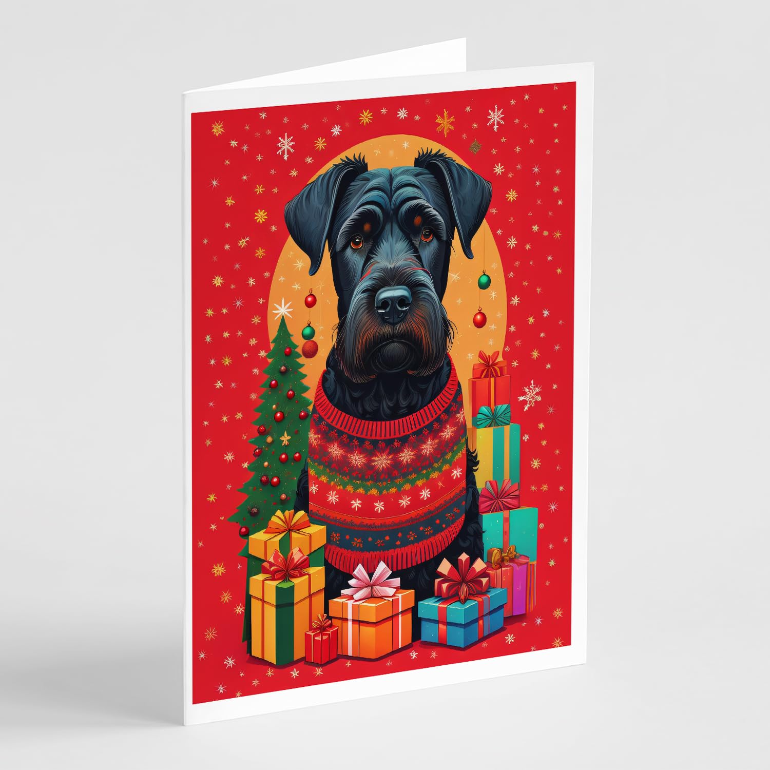 Caroline's Treasures DAC3094GCA7P Giant Schnauzer Holiday Christmas Greeting Cards Pack of 8 Blank Cards with Envelopes Whimsical A7 Size 5x7 Blank Note Cards