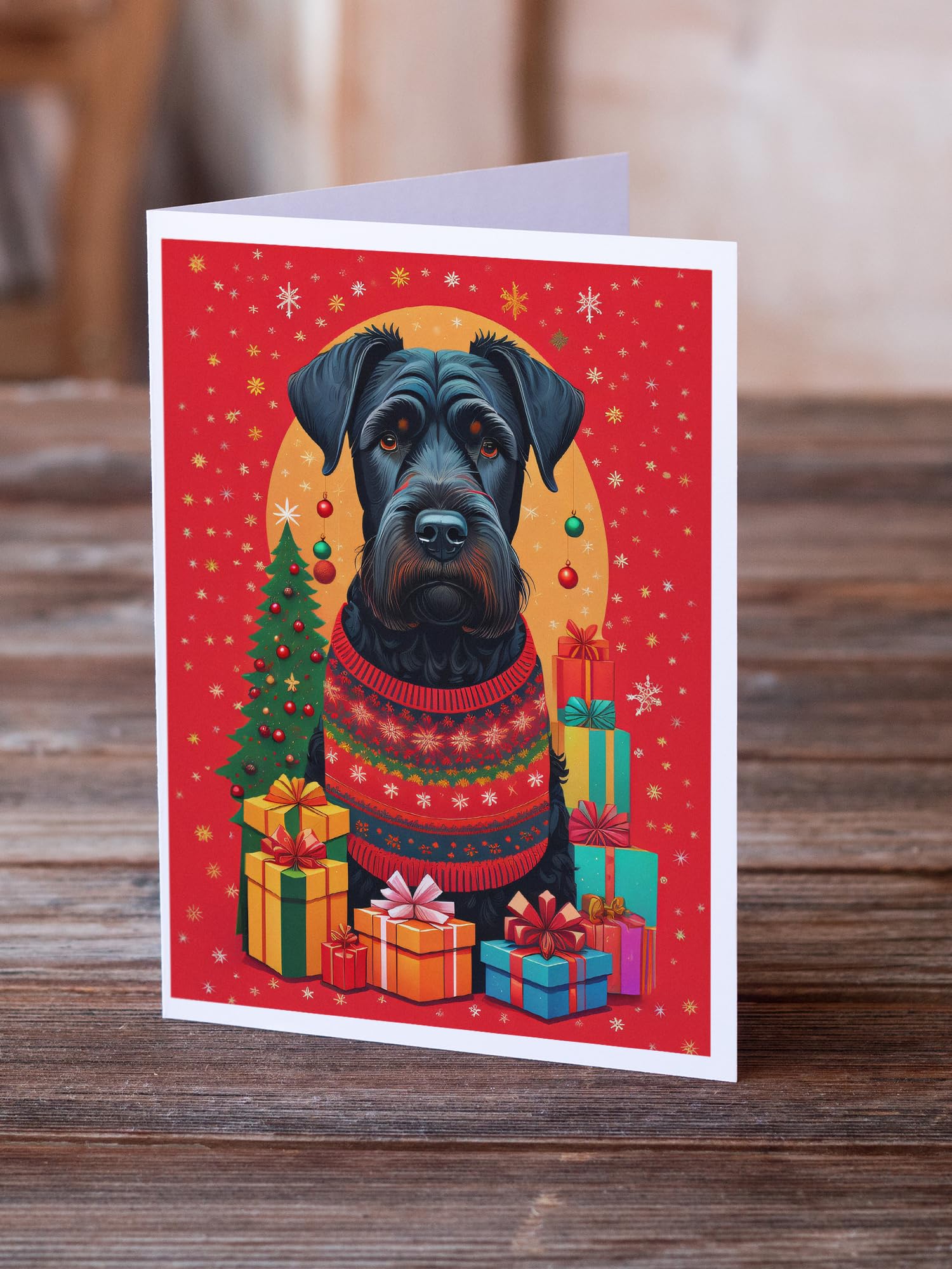 Caroline's Treasures DAC3094GCA7P Giant Schnauzer Holiday Christmas Greeting Cards Pack of 8 Blank Cards with Envelopes Whimsical A7 Size 5x7 Blank Note Cards