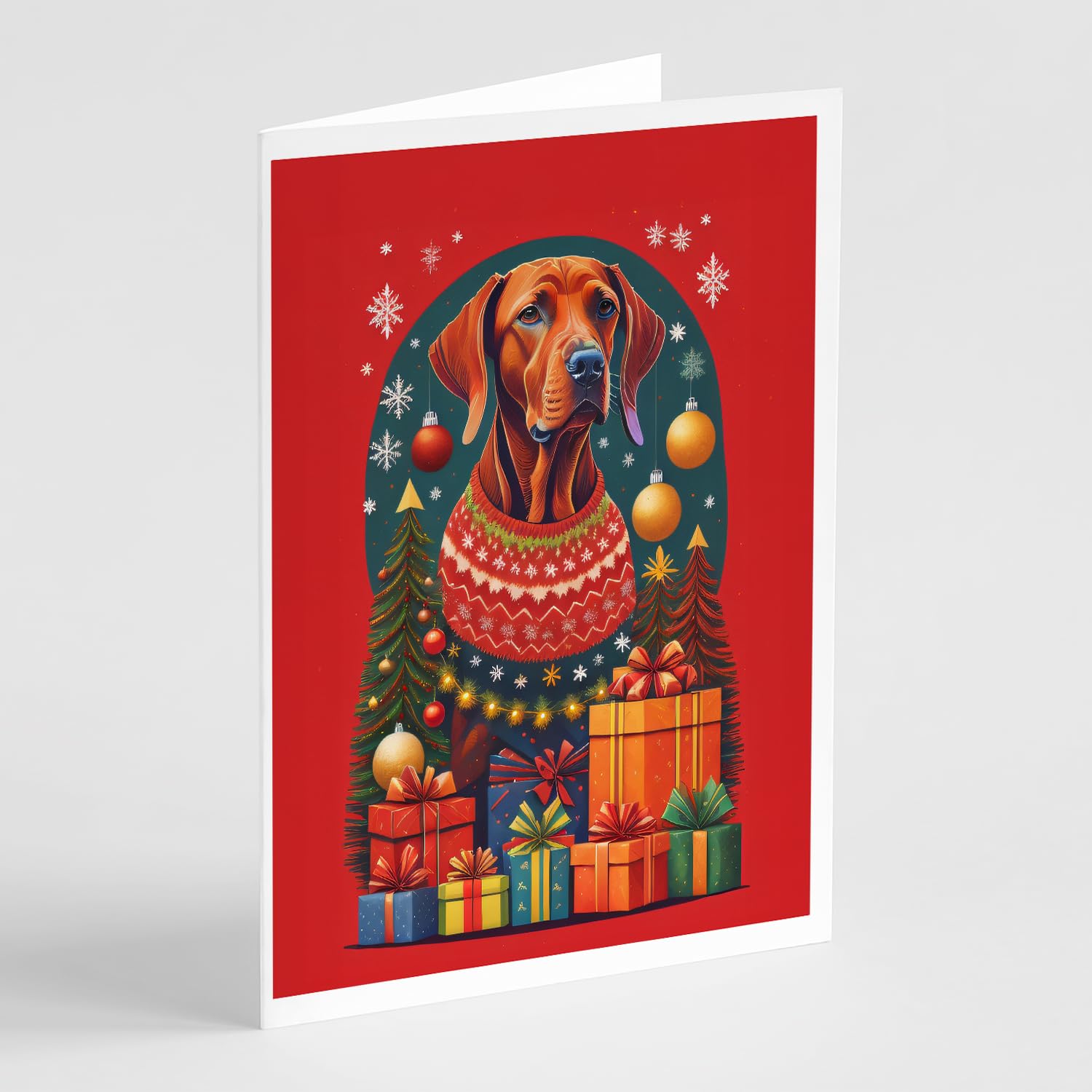 Caroline's Treasures DAC3170GCA7P Vizsla Holiday Christmas Greeting Cards Pack of 8 Blank Cards with Envelopes Whimsical A7 Size 5x7 Blank Note Cards