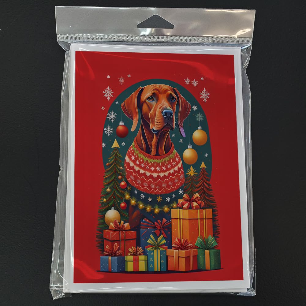 Caroline's Treasures DAC3170GCA7P Vizsla Holiday Christmas Greeting Cards Pack of 8 Blank Cards with Envelopes Whimsical A7 Size 5x7 Blank Note Cards