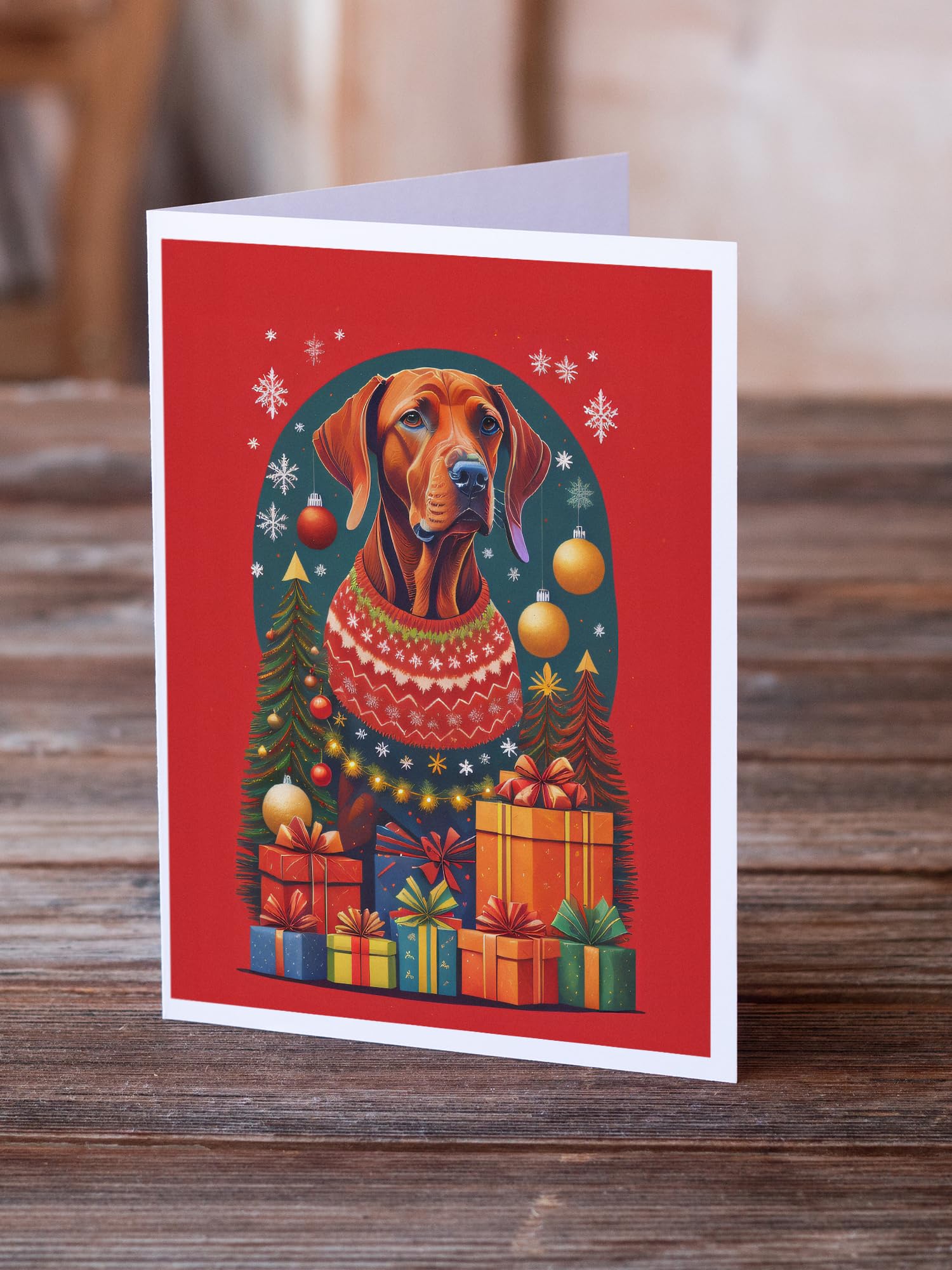 Caroline's Treasures DAC3170GCA7P Vizsla Holiday Christmas Greeting Cards Pack of 8 Blank Cards with Envelopes Whimsical A7 Size 5x7 Blank Note Cards