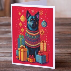 Caroline's Treasures DAC3154GCA7P Schipperke Holiday Christmas Greeting Cards Pack of 8 Blank Cards with Envelopes Whimsical A7 Size 5x7 Blank Note Cards