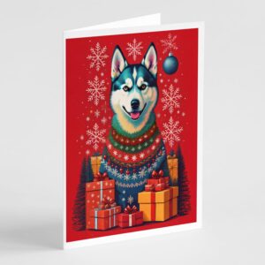 caroline's treasures dac3163gca7p siberian husky holiday christmas greeting cards pack of 8 blank cards with envelopes whimsical a7 size 5x7 blank note cards