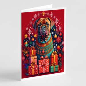 caroline's treasures dac3078gca7p dogue de bordeaux holiday christmas greeting cards pack of 8 blank cards with envelopes whimsical a7 size 5x7 blank note cards