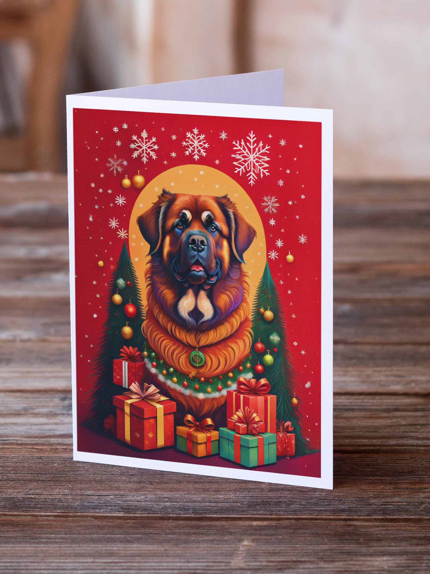 Caroline's Treasures DAC3122GCA7P Leonberger Holiday Christmas Greeting Cards Pack of 8 Blank Cards with Envelopes Whimsical A7 Size 5x7 Blank Note Cards