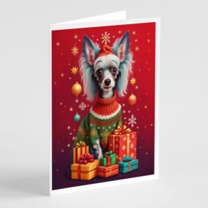 caroline's treasures dac3103gca7p chinese crested holiday christmas greeting cards pack of 8 blank cards with envelopes whimsical a7 size 5x7 blank note cards