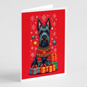 caroline's treasures dac3156gca7p scottish terrier holiday christmas greeting cards pack of 8 blank cards with envelopes whimsical a7 size 5x7 blank note cards