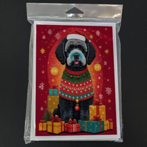 Caroline's Treasures DAC3145GCA7P Portuguese Water Dog Holiday Christmas Greeting Cards Pack of 8 Blank Cards with Envelopes Whimsical A7 Size 5x7 Blank Note Cards