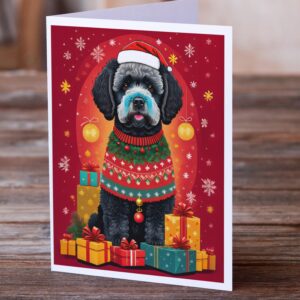 Caroline's Treasures DAC3145GCA7P Portuguese Water Dog Holiday Christmas Greeting Cards Pack of 8 Blank Cards with Envelopes Whimsical A7 Size 5x7 Blank Note Cards