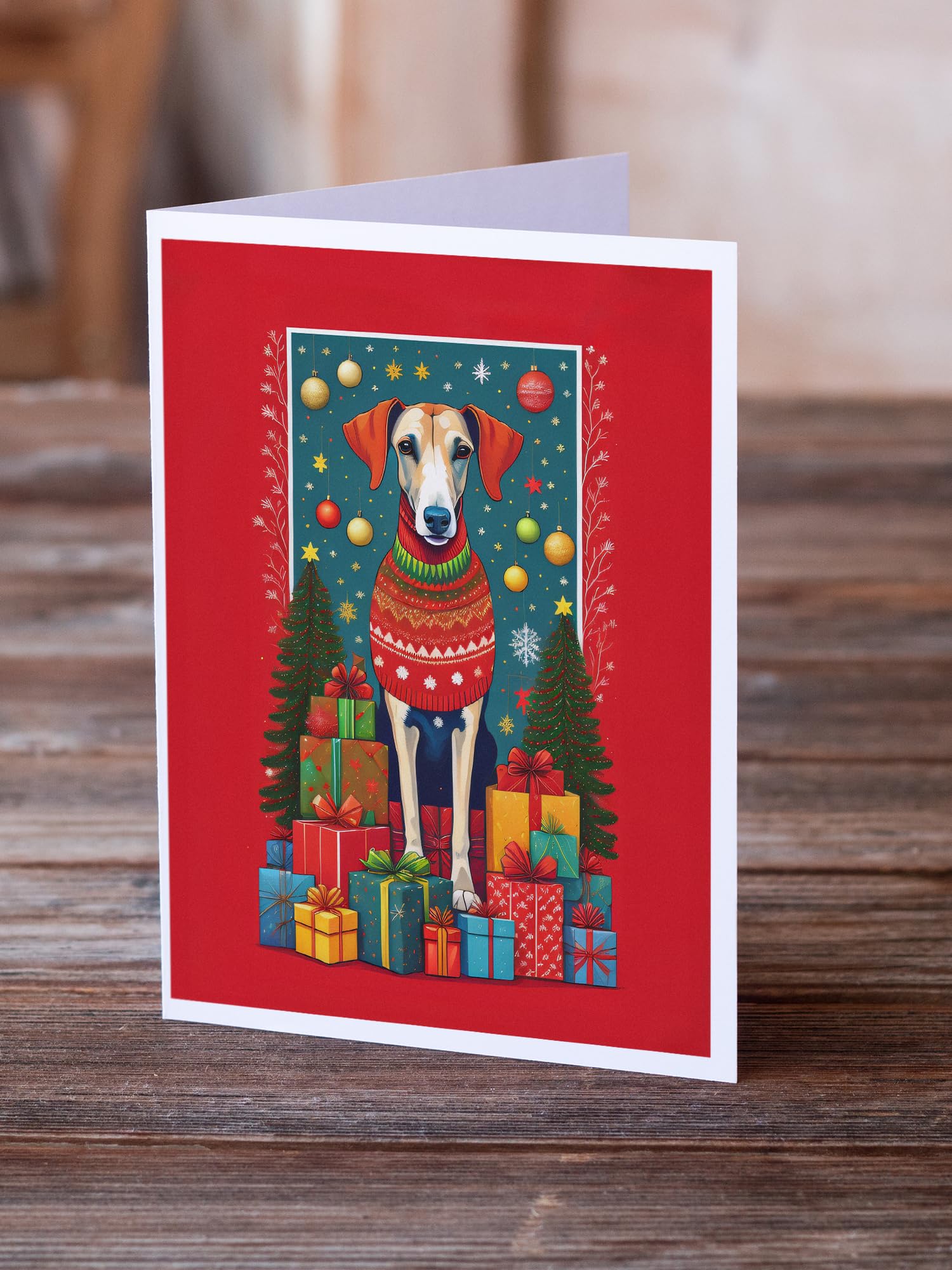 Caroline's Treasures DAC3034GCA7P Azawakh Hound Holiday Christmas Greeting Cards Pack of 8 Blank Cards with Envelopes Whimsical A7 Size 5x7 Blank Note Cards