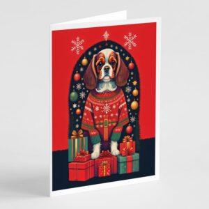 caroline's treasures dac3065gca7p cavalier spaniel holiday christmas greeting cards pack of 8 blank cards with envelopes whimsical a7 size 5x7 blank note cards