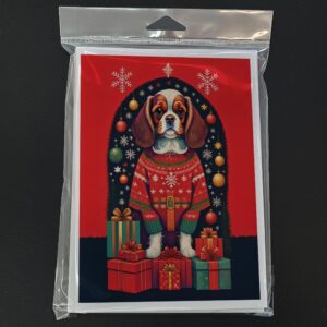 Caroline's Treasures DAC3065GCA7P Cavalier Spaniel Holiday Christmas Greeting Cards Pack of 8 Blank Cards with Envelopes Whimsical A7 Size 5x7 Blank Note Cards