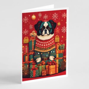 caroline's treasures dac3111gca7p japanese chin holiday christmas greeting cards pack of 8 blank cards with envelopes whimsical a7 size 5x7 blank note cards