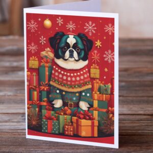 Caroline's Treasures DAC3111GCA7P Japanese Chin Holiday Christmas Greeting Cards Pack of 8 Blank Cards with Envelopes Whimsical A7 Size 5x7 Blank Note Cards