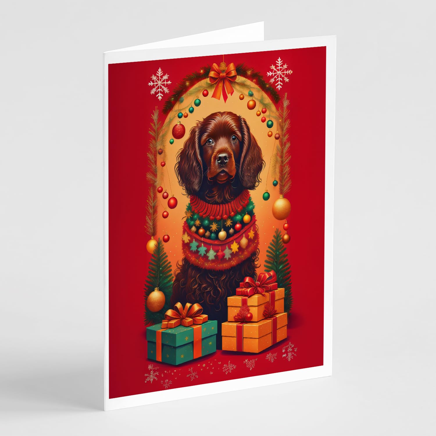 Caroline's Treasures DAC3057GCA7P Boykin Spaniel Holiday Christmas Greeting Cards Pack of 8 Blank Cards with Envelopes Whimsical A7 Size 5x7 Blank Note Cards