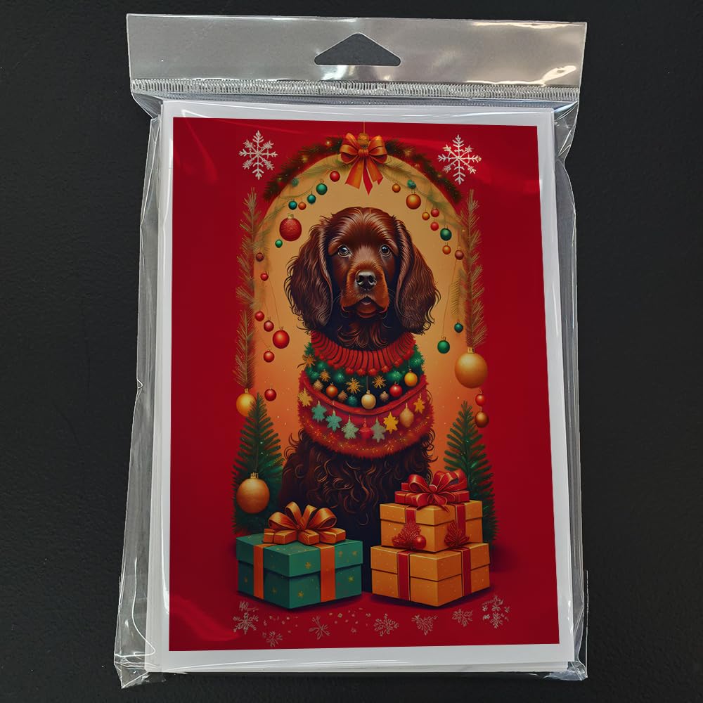 Caroline's Treasures DAC3057GCA7P Boykin Spaniel Holiday Christmas Greeting Cards Pack of 8 Blank Cards with Envelopes Whimsical A7 Size 5x7 Blank Note Cards